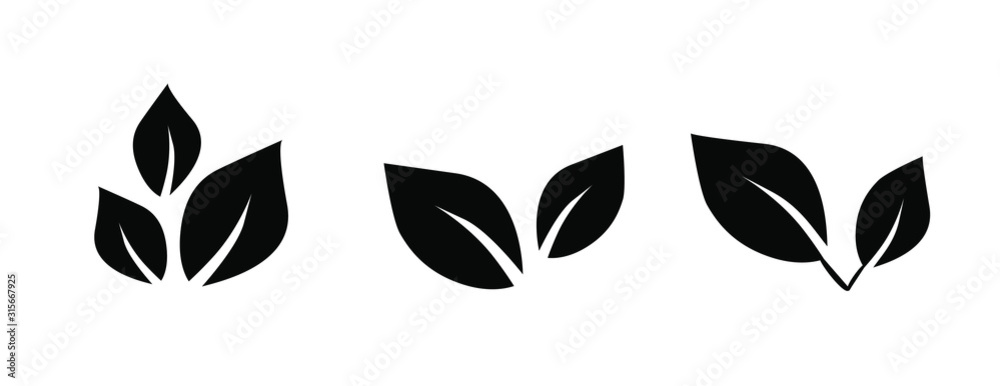 leaves icon set isolated on white background. Vector illustration ...