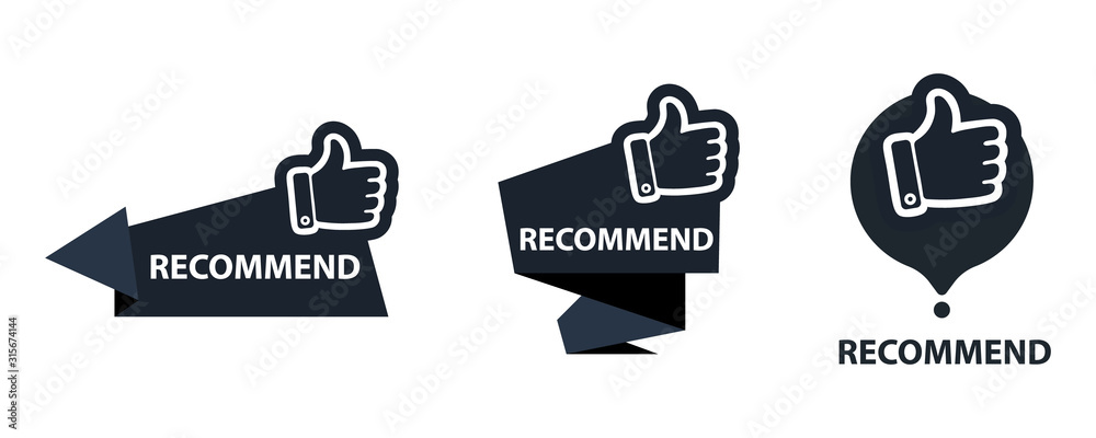 Banner recommended with thumbs up. Recommend icon. Best tag for great ...