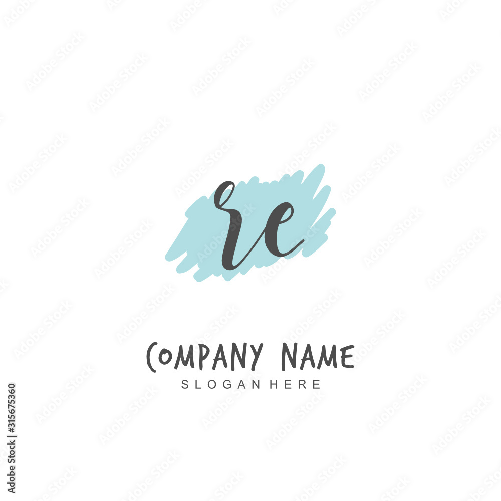 Handwritten initial letter R E RE for identity and logo. Vector logo ...