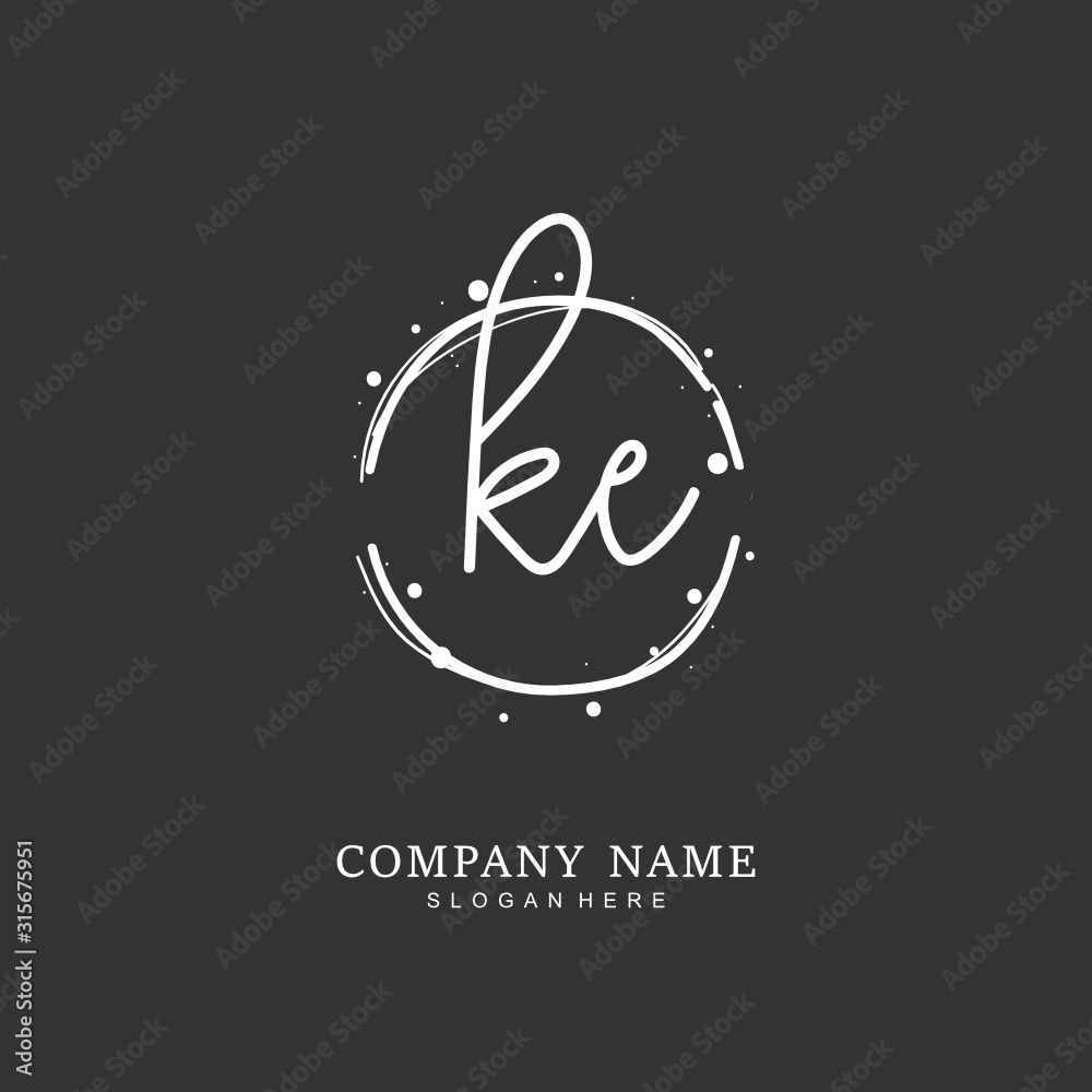 Handwritten initial letter K E KE for identity and logo. Vector logo ...