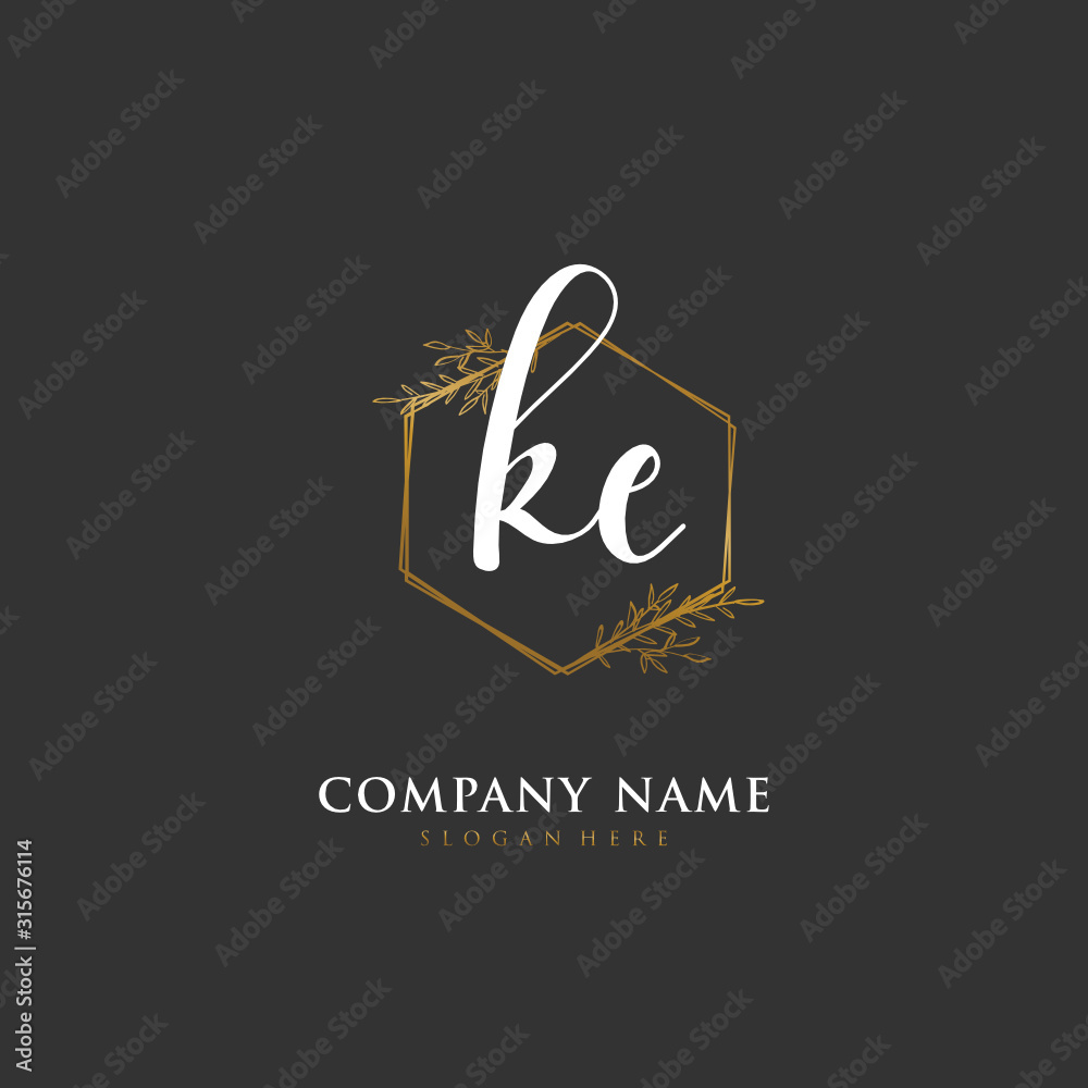 Handwritten initial letter K E KE for identity and logo. Vector logo ...