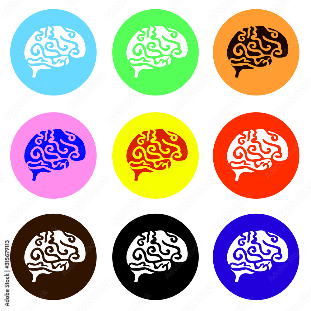 Human brain icons set - intelligence, creativity concept Stock Vector ...