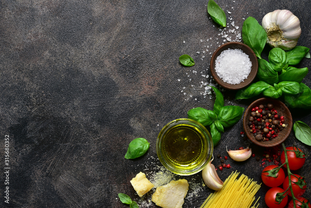 Culinary background with traditional ingredients of italian cuisine ...