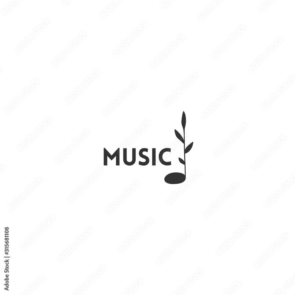 Vector hand drawn sprouting note symbol. Music logo template. Stock ...