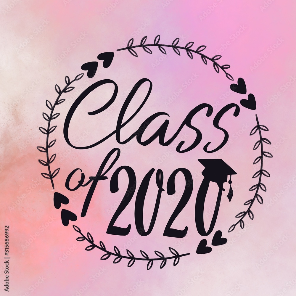 Class of 2020 with graduation cap and frame with hearts Stock ...
