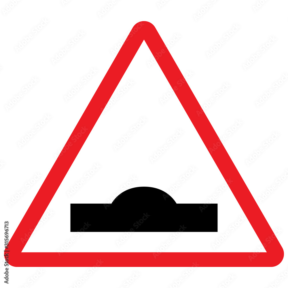 Bump speed breaker sign. Traffic symbol vector illustration. Red ...