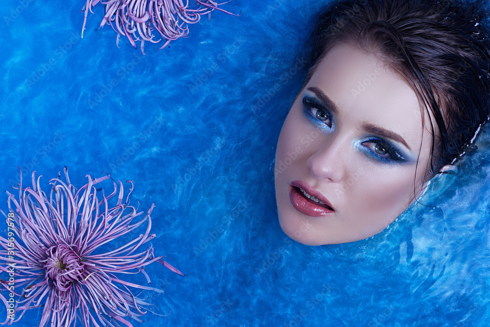 Portrait of young beauty female woman smiling with clean pure skin ...