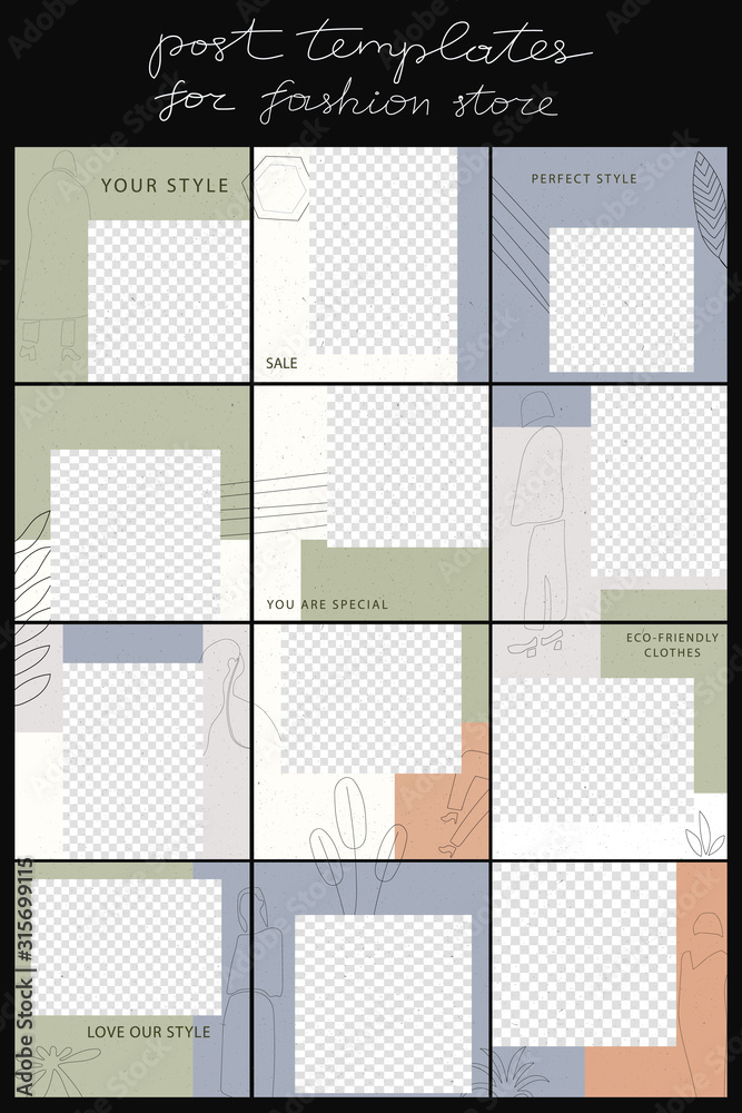 Modern design backgrounds for social media banner. Set of instagram ...