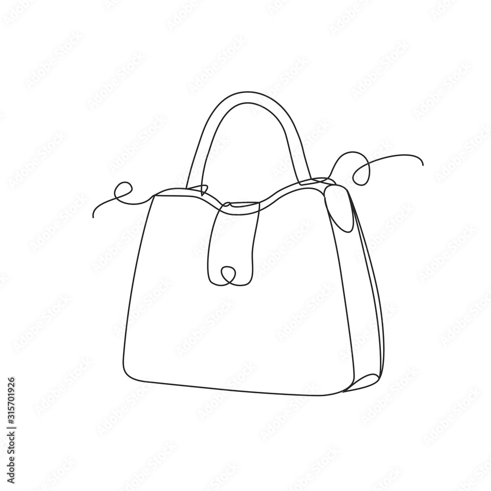 Elegant woman bag one line drawing on white isolated background Stock ...
