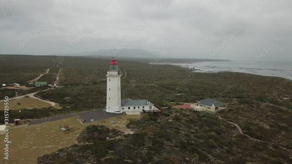 4K summer foggy day aerial drone video of famous Danger Point ...