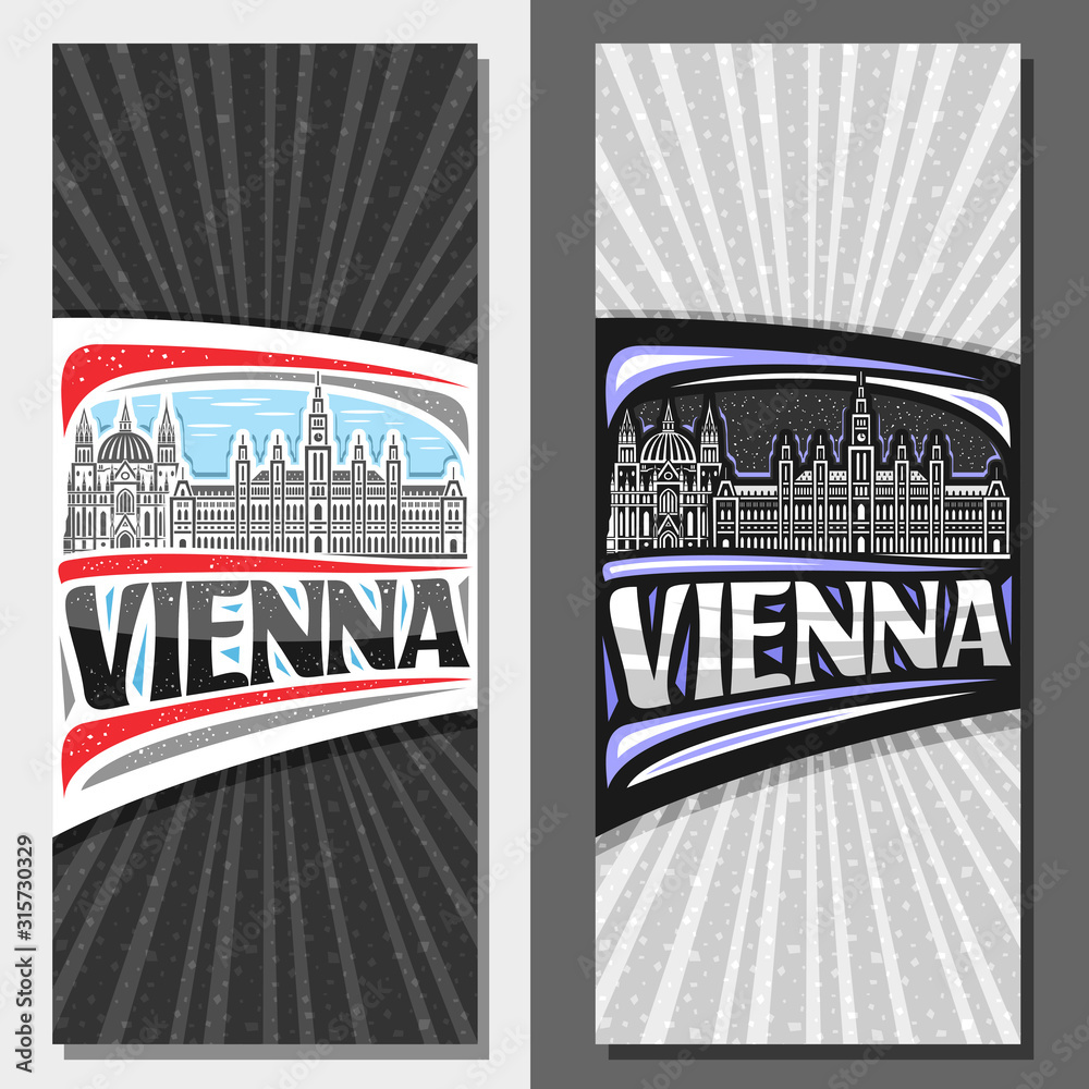 Vector vertical layouts for Vienna, decorative leaflet with draw ...