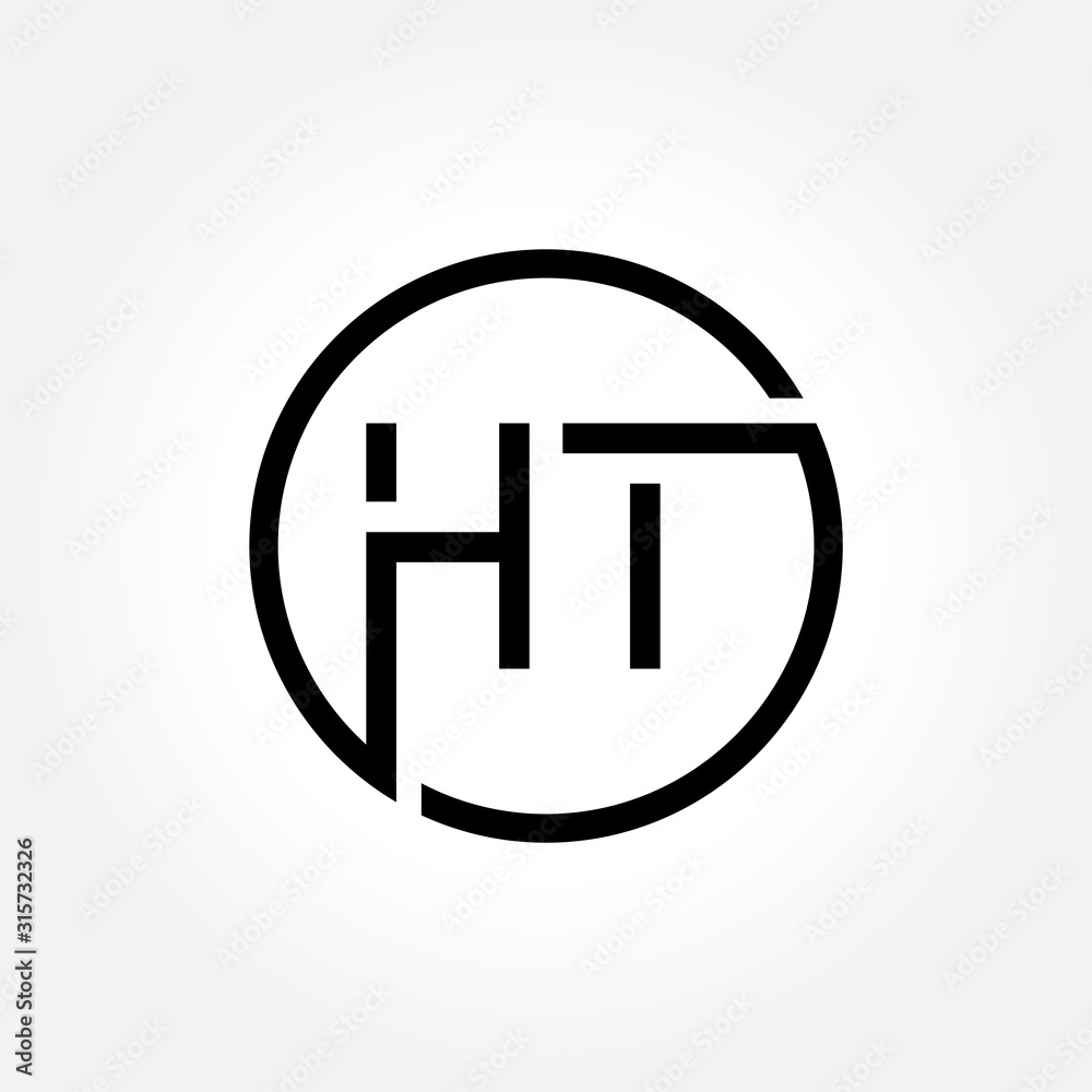 letter HT Logo Design Linked Vector Template With Black. Initial HT ...