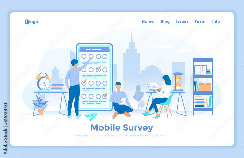 Online mobile survey testing questionnaire. Phone screen with online ...