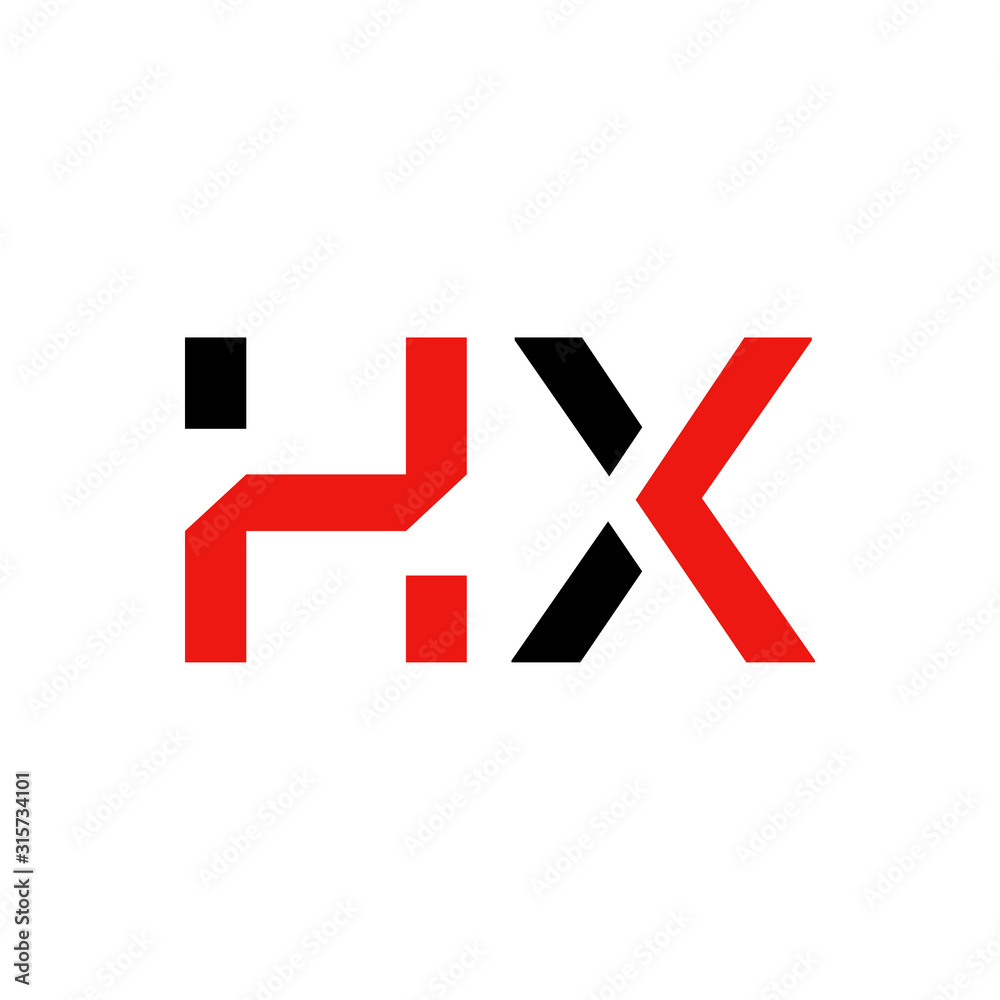 letter HX Logo Design Linked Vector Template With Red And Black ...