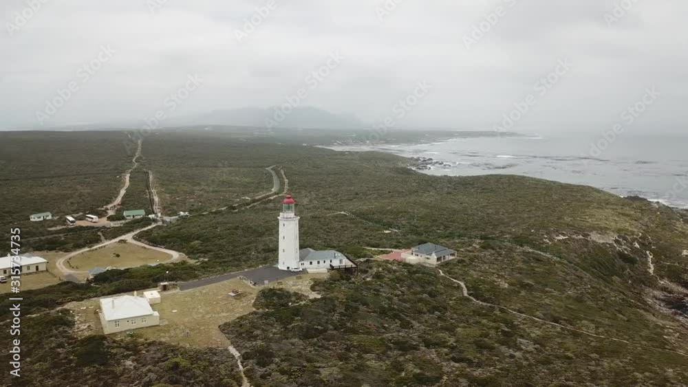 4K summer foggy day aerial drone video of famous Danger Point ...