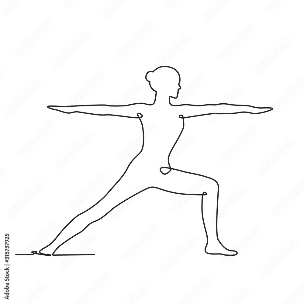 Yoga position one line drawing on white isolated background Stock ...
