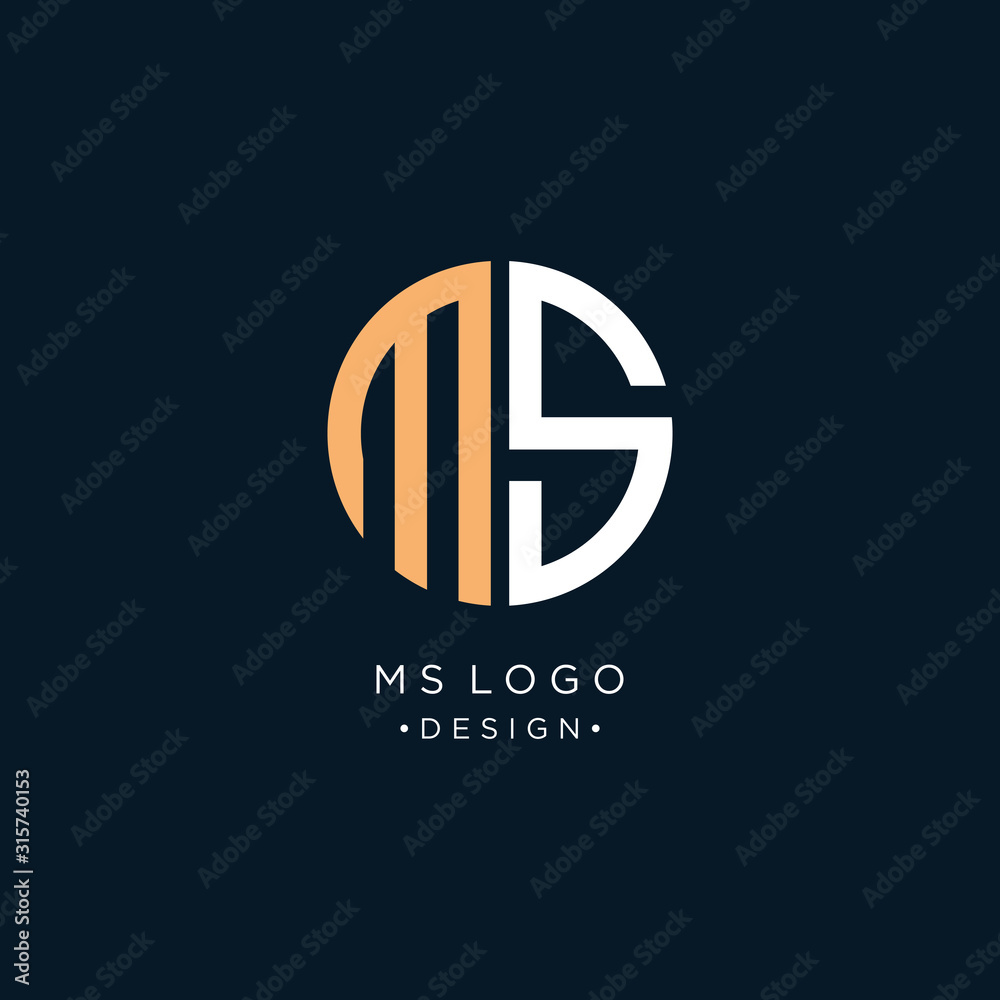 Vetor de MS Circle Initials Letter Logo Design with Sans Serif Font ...
