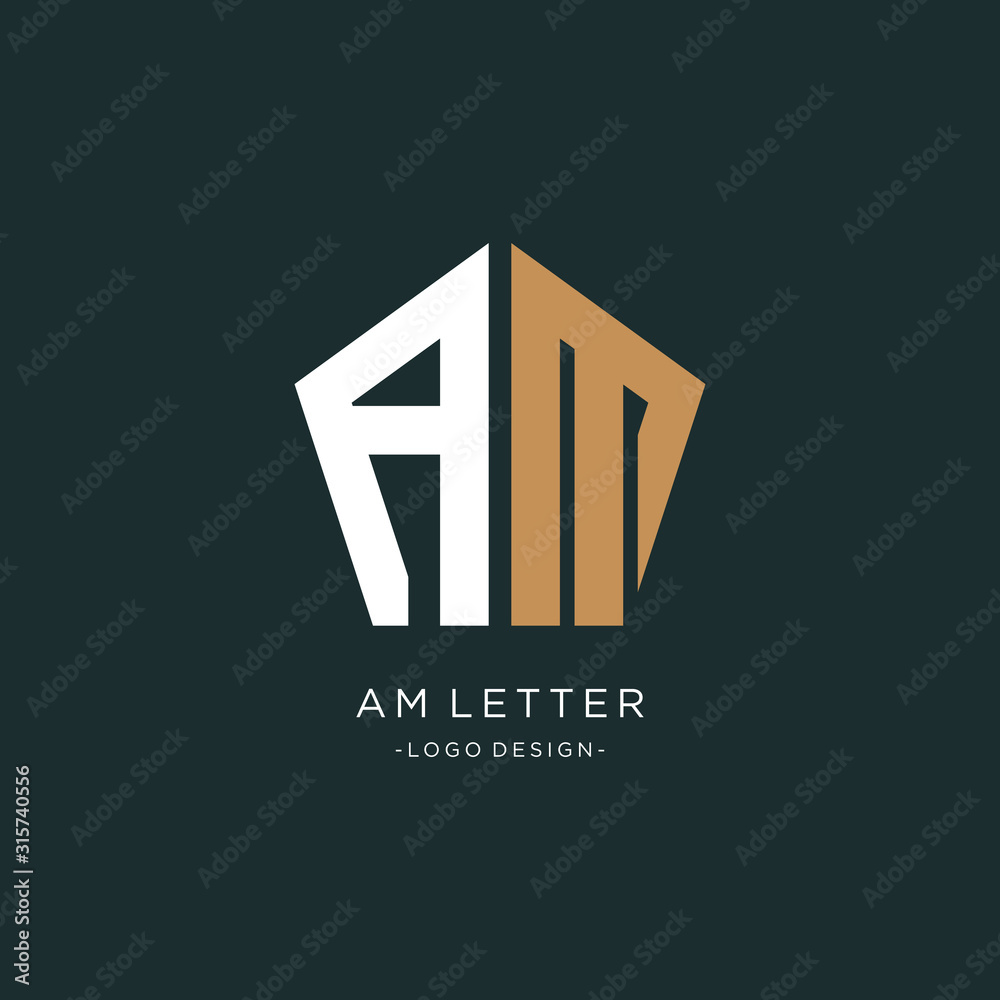 AM Letter Logo Design with Sans Serif Font Vector Illustration ...