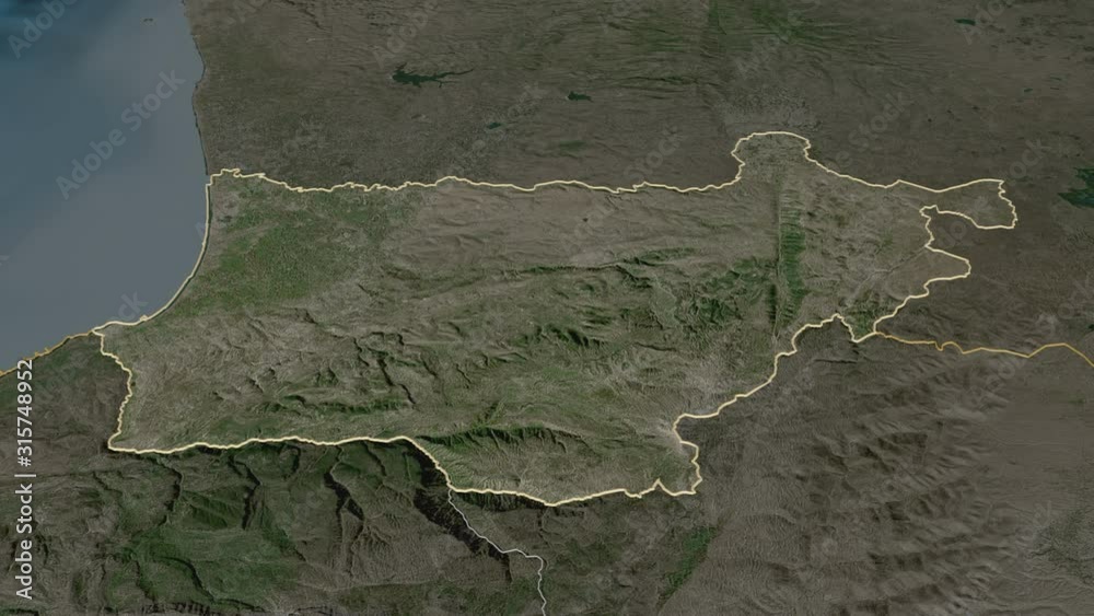 Vidéo Stock Akkar, governorate with its capital, zoomed and extruded on ...