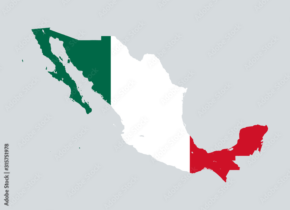 High level detailed map and flag inside Mexico. Very accurate map ...