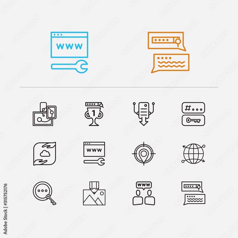 Engine icons set. Responsive design and engine icons with image ...