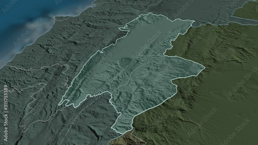 Bekaa, governorate with its capital, zoomed and extruded on the ...