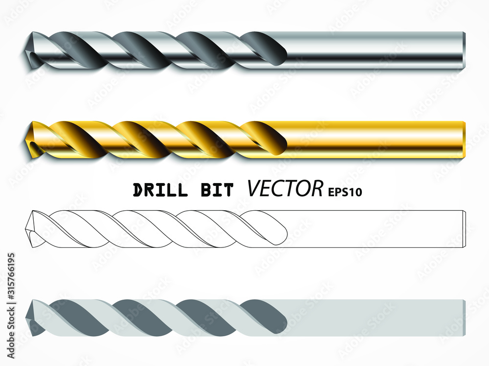 drill bit types vector set Stock Vector | Adobe Stock