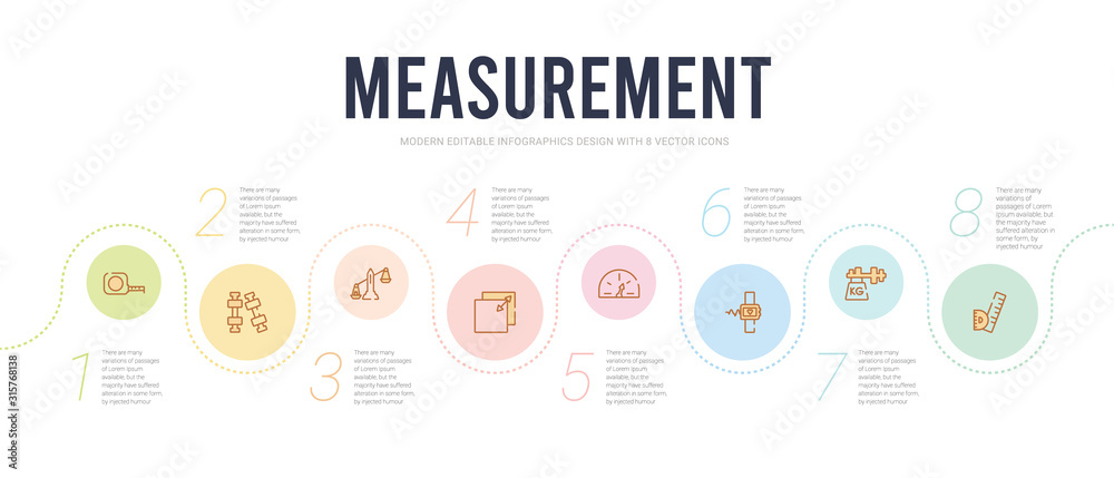 measurement concept infographic design template. included square ...