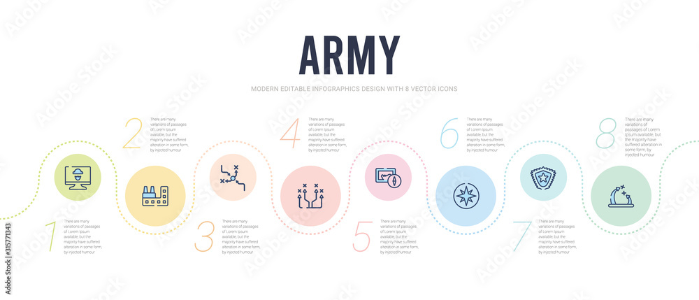 army concept infographic design template. included militar strategy ...