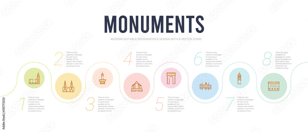 monuments concept infographic design template. included lonja of ...
