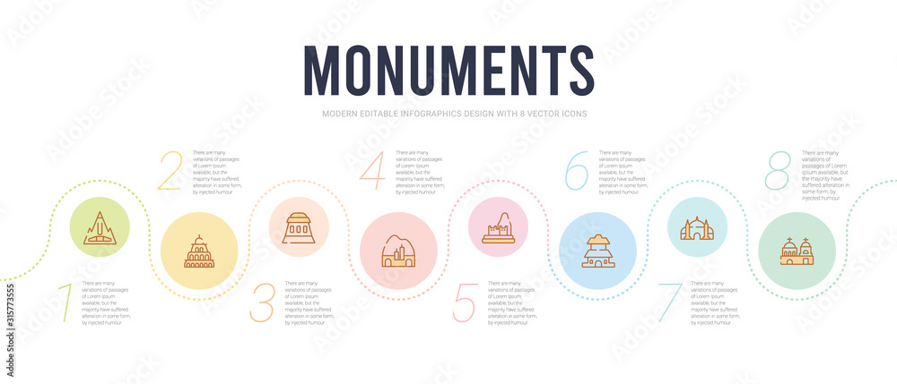 monuments concept infographic design template. included domed church ...