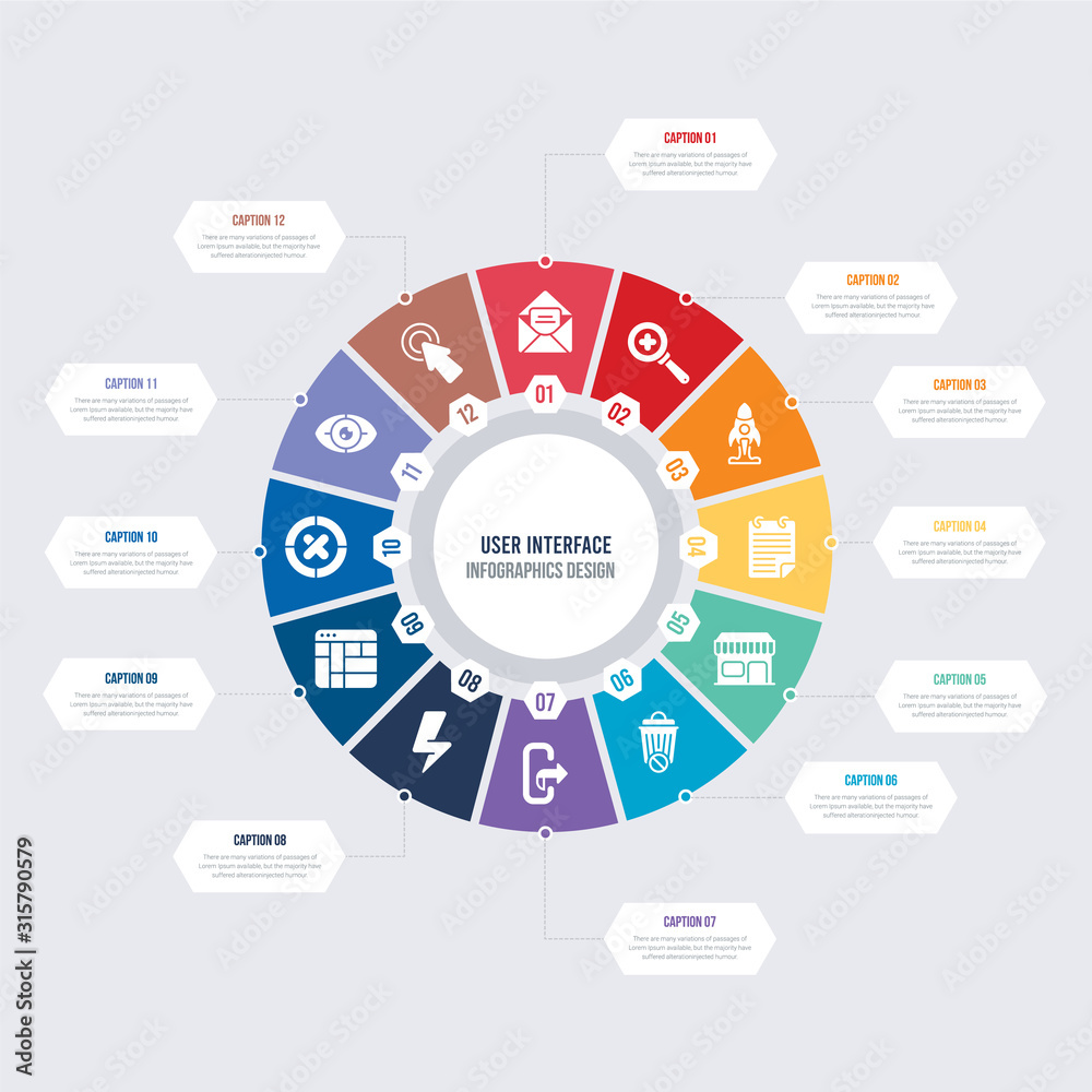 round 12 options user interface infographic template design. cursor ...