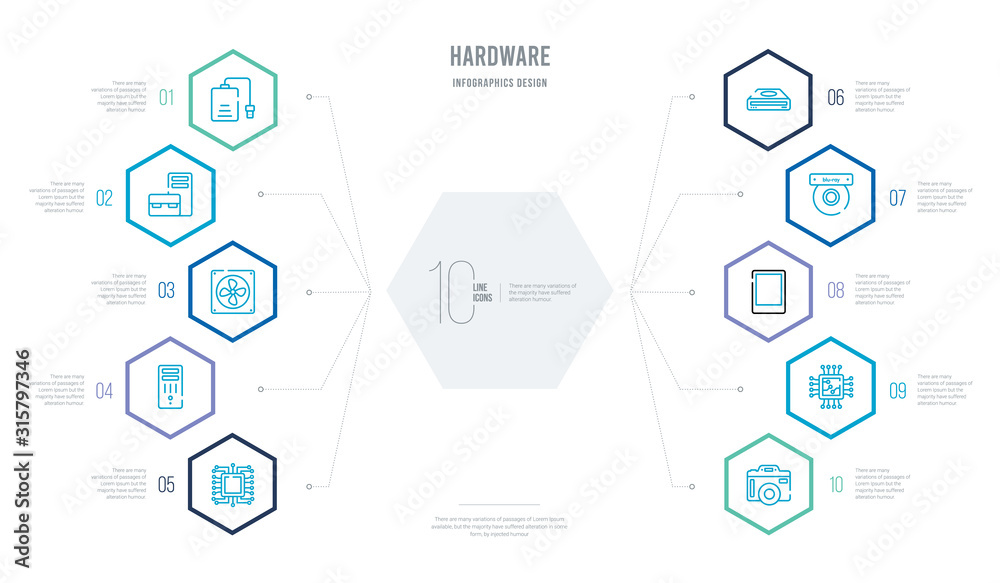 Vecteur Stock hardware concept business infographic design with 10 ...
