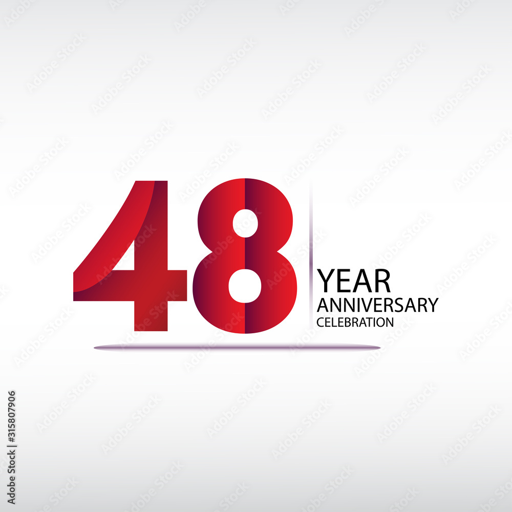 48 years anniversary celebration logotype. anniversary logo with red ...