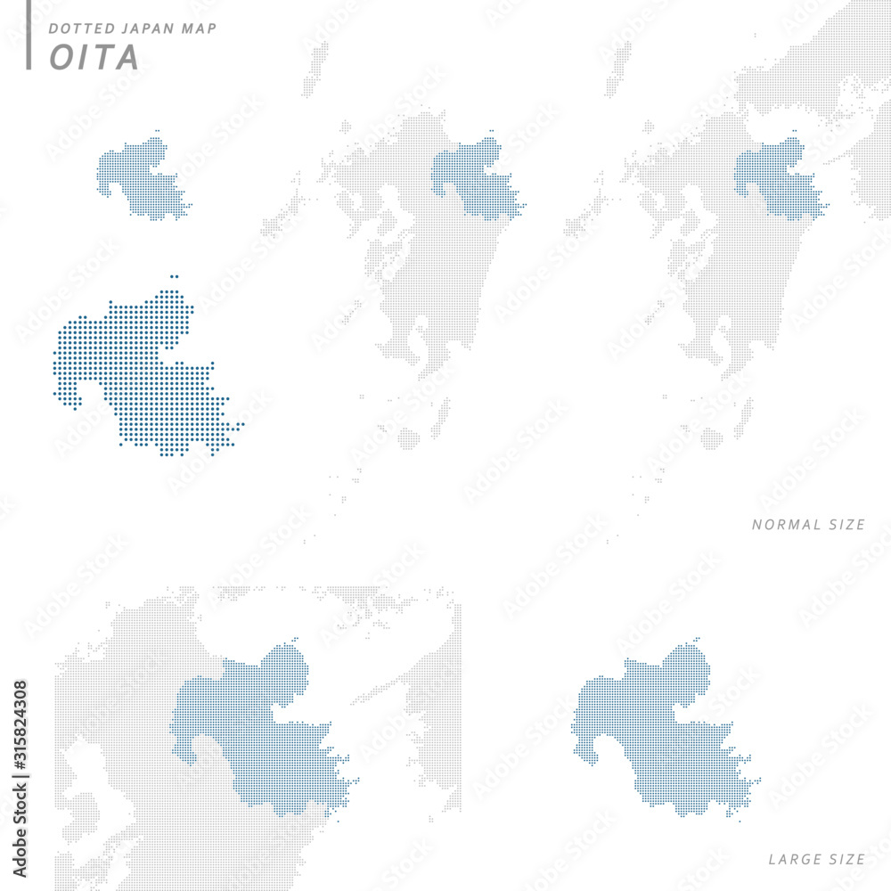 dotted Japan map, Oita Stock Vector | Adobe Stock