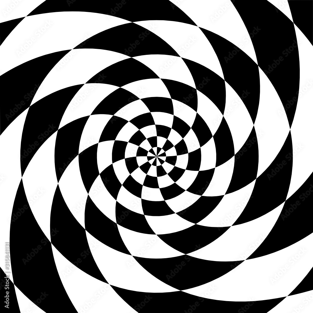 Vector - Rotating spiral geometric background.Black and white circle ...