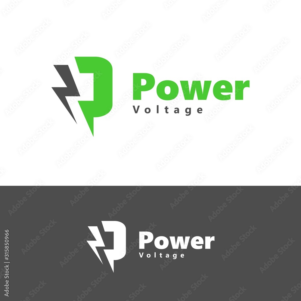 Logo power volt electrical silhouette lightning Stock Vector | Adobe Stock