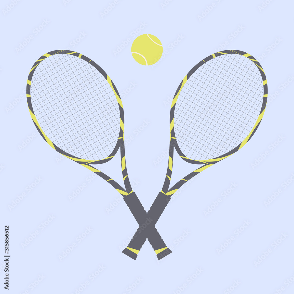 Two beautiful rackets decorated with a cute pattern and a tennis ball ...