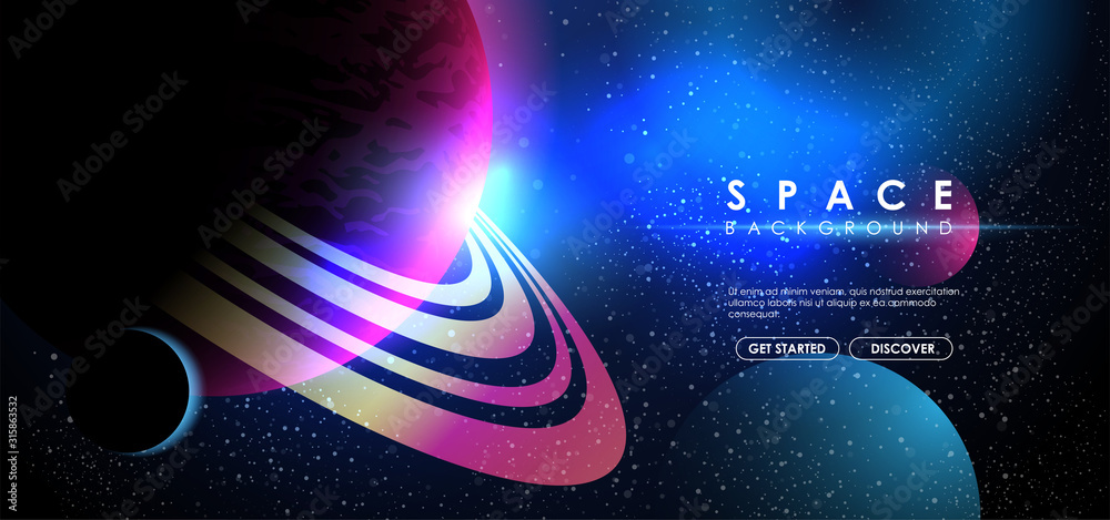 Colorful Outer Space background. Cosmos, universe, infinity. Rising Sun ...