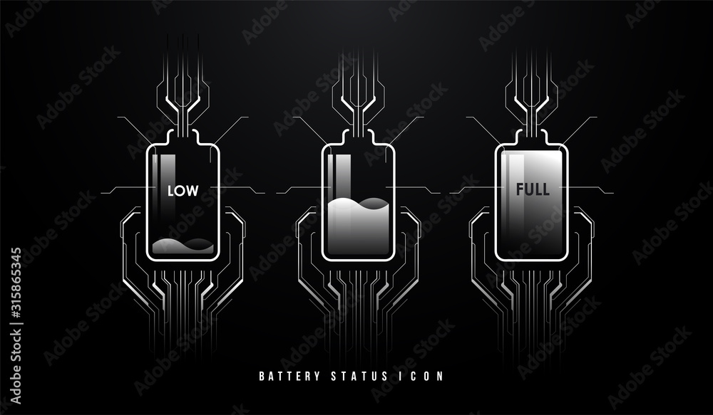 Vector battery symbol set different level of charge for ui. Accumulator ...
