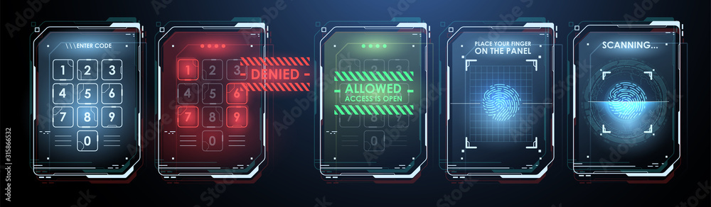 Fingerprint Scanning Technology Concept Illustration. Control panel ...