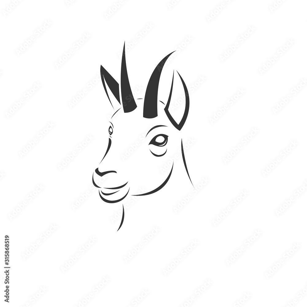 Vector of chamois on a white background, Animal. Easy editable layered ...