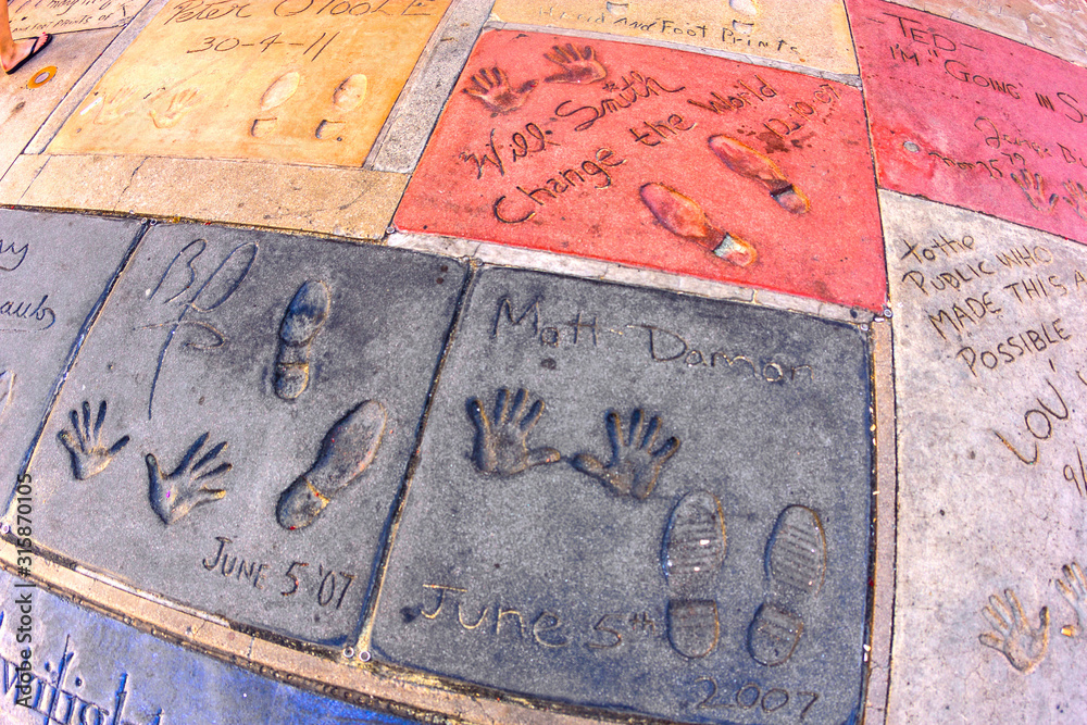 Matt Demon and Will Smiths handprints in Hollywood Boulevard Stock ...