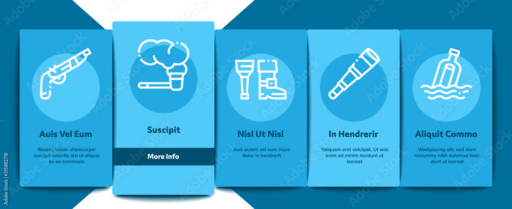 Pirate Sea Bandit Tool Onboarding Mobile App Page Screen Vector. Pirate ...