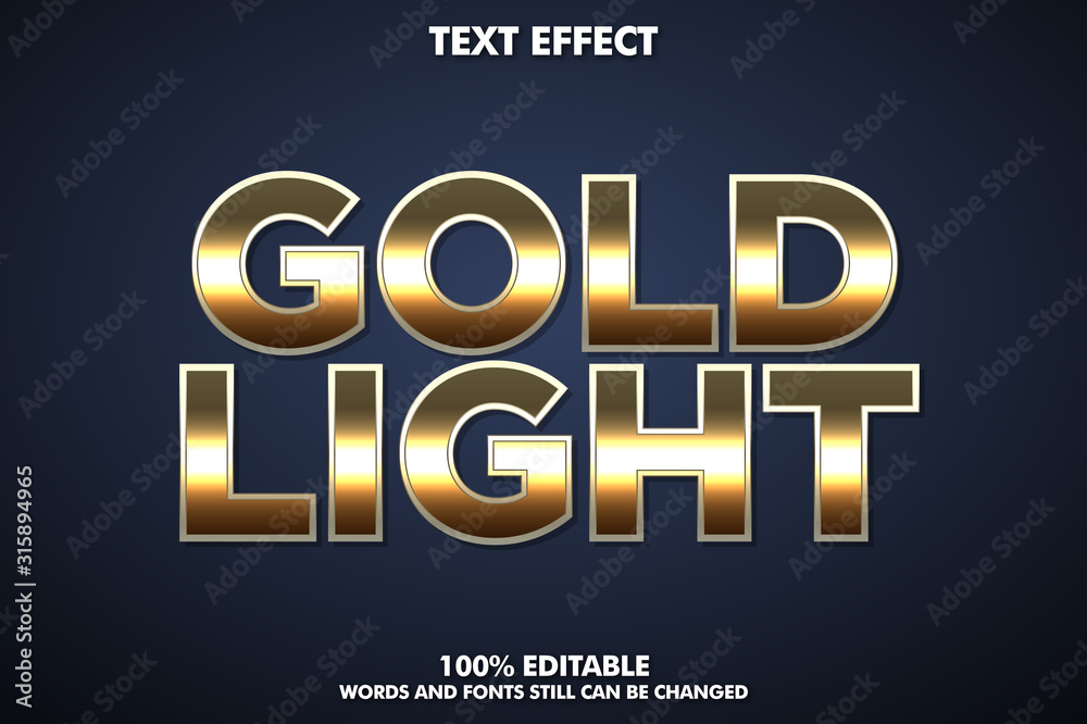 Gold light text effect, metallic effect template, luxury typography ...