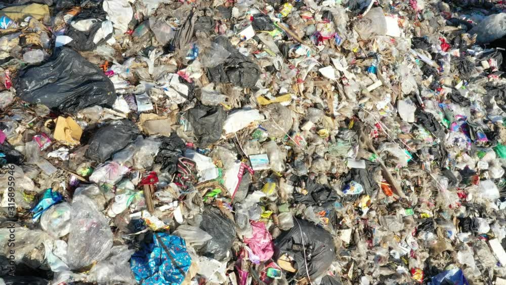 Plastic pollution dumped in landfill. Most single use plastics are not ...