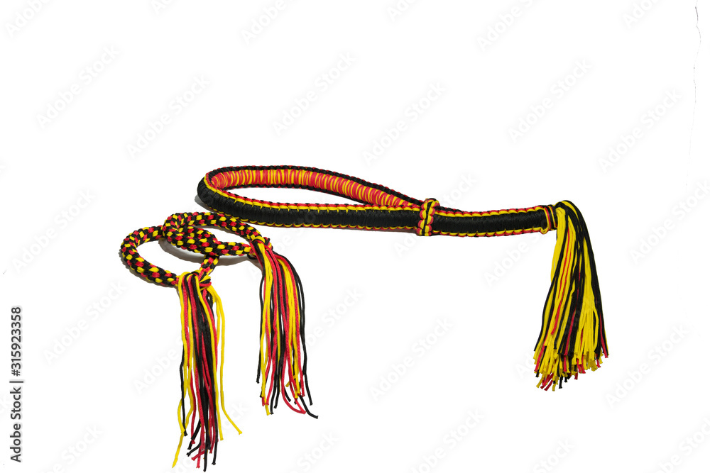 Mongkol and Pra Jiad stripes, yellow, red, black, are isolated on white ...