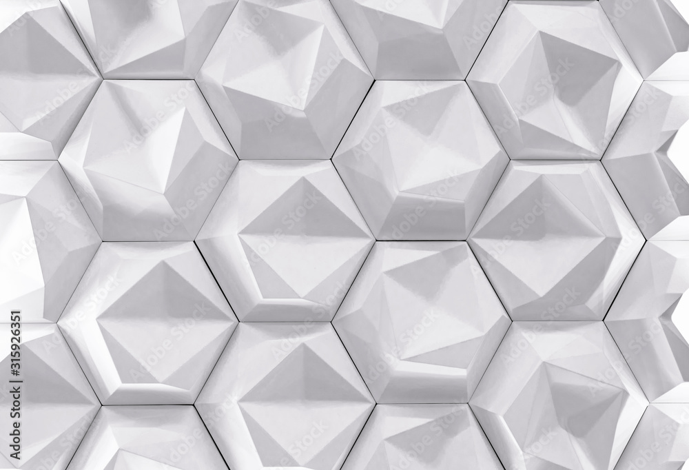 White gypsum wall panel with 3D effect. Volumetric gypsum texture ...