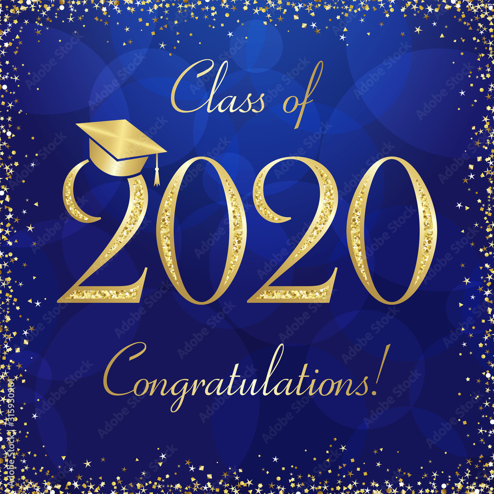 Class of 2020 year graduation banner, awards concept. Shining sign ...