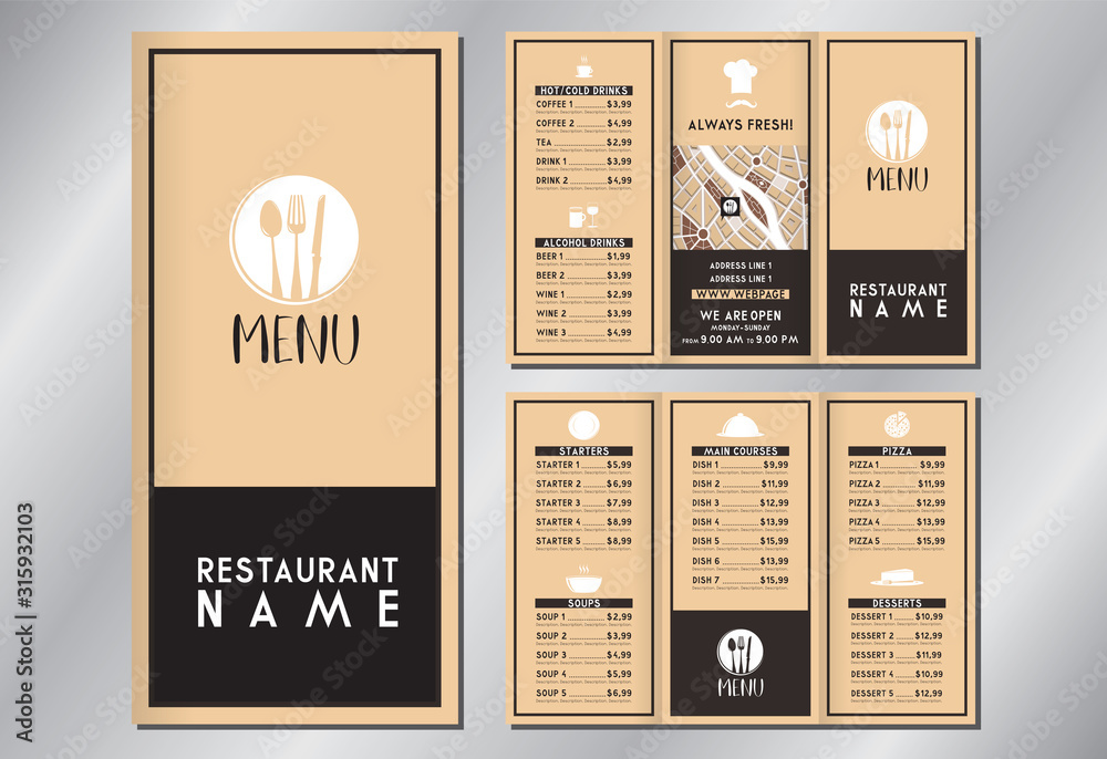 Vintage/ retro restaurant menu template - (starters, soups, main ...